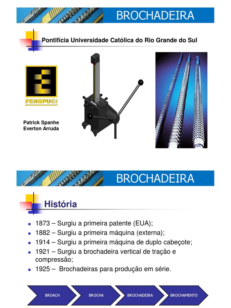 Brochadeira: história, tipos, brochamento e parâmetros | PDF | Máquina ...