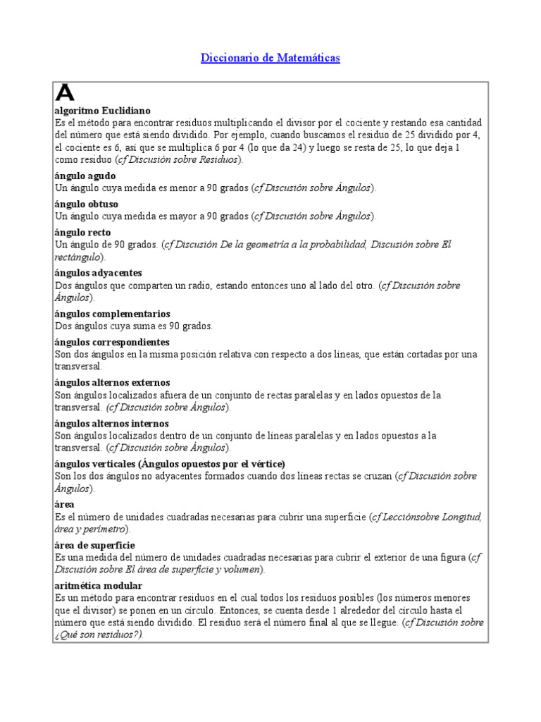 Diccionario - Matemáticas | PDF | Fracción (Matemáticas) | Fractal