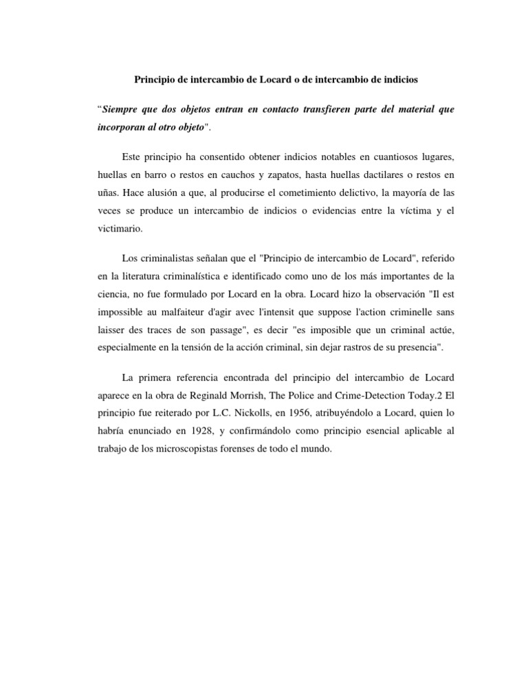Principio de Intercambio de Locard | PDF