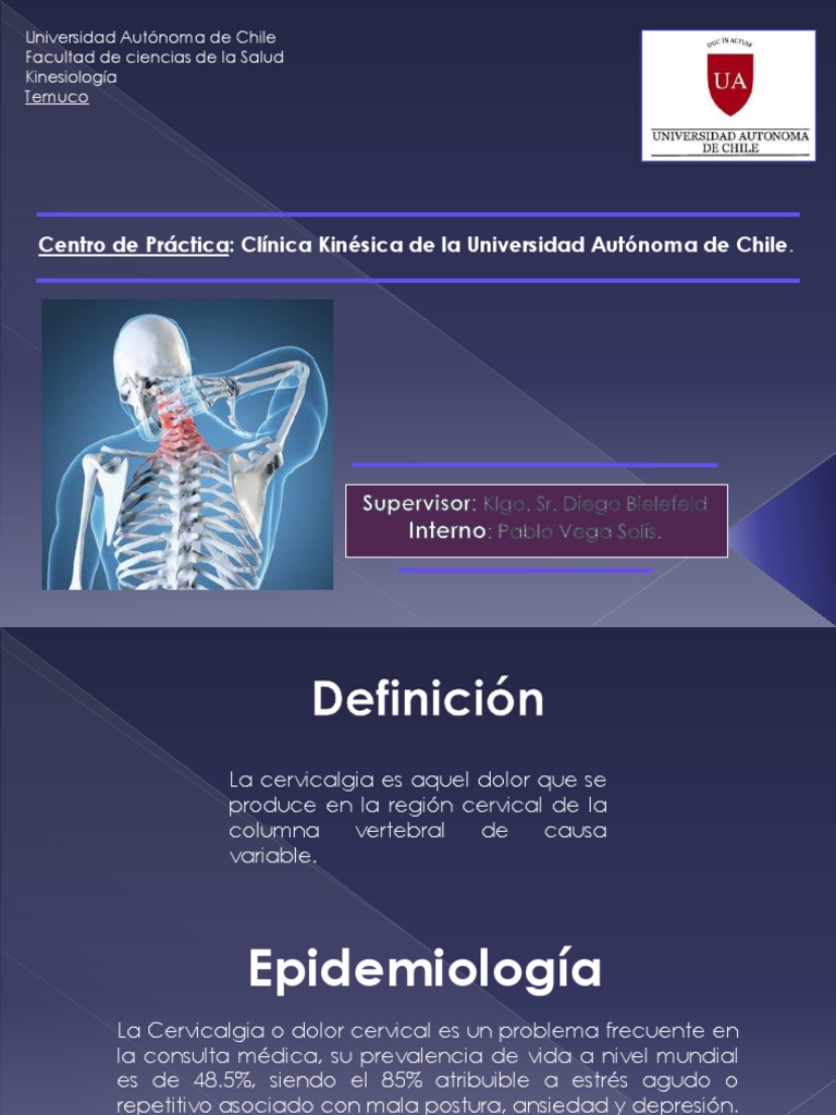Presentación 2 cervicalgia y cervicobraquialgia | Dolor | Vértebra