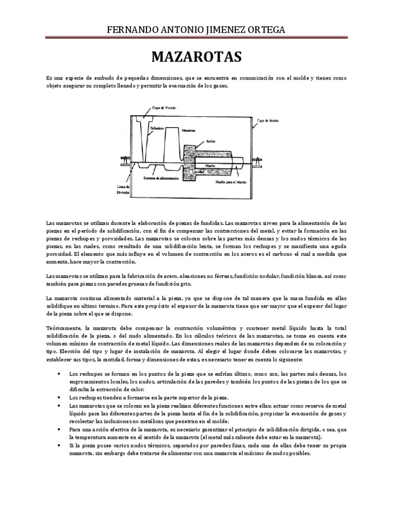 Función y diseño de mazarotas en fundición | PDF | Fundición ...