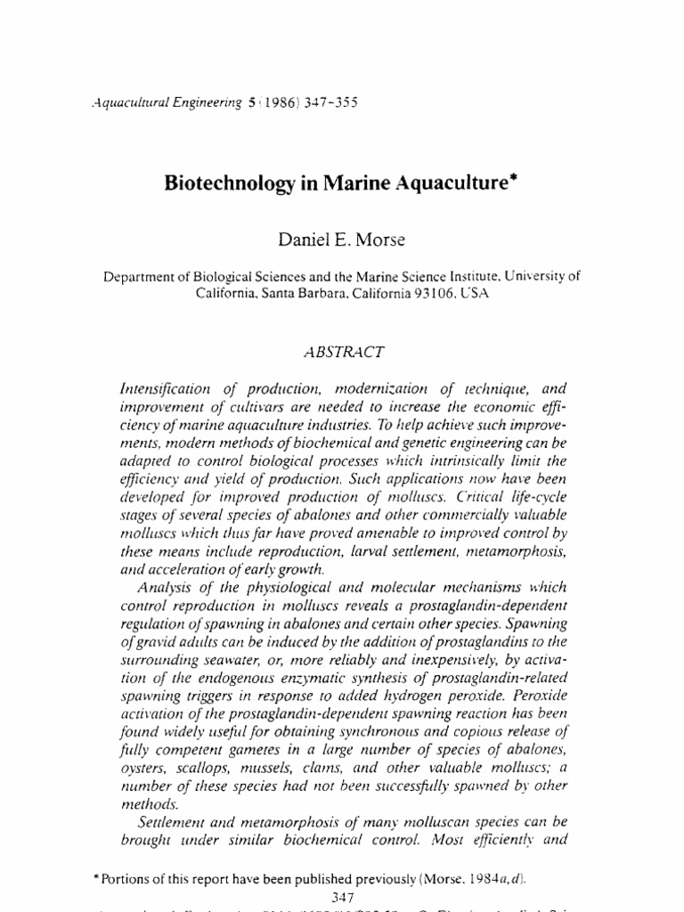 Morse 1986 Aquacultural-Engineering | PDF | Aquaculture | Spawn (Biology)