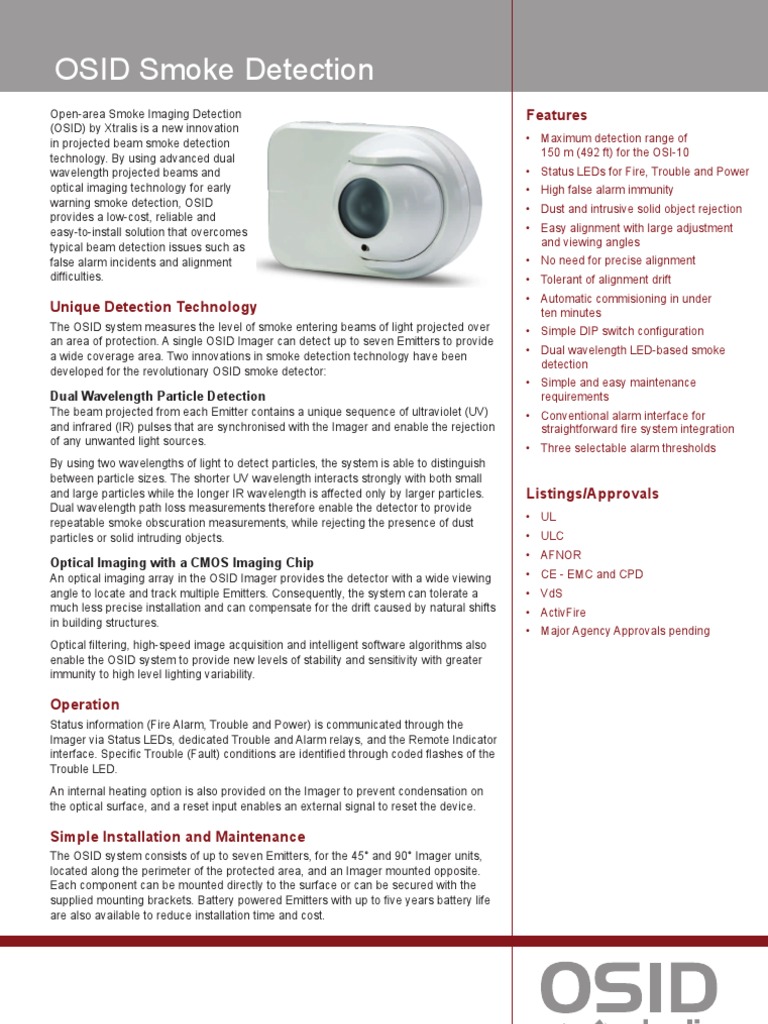 OSID Data Sheet | PDF | Smoke | Optics