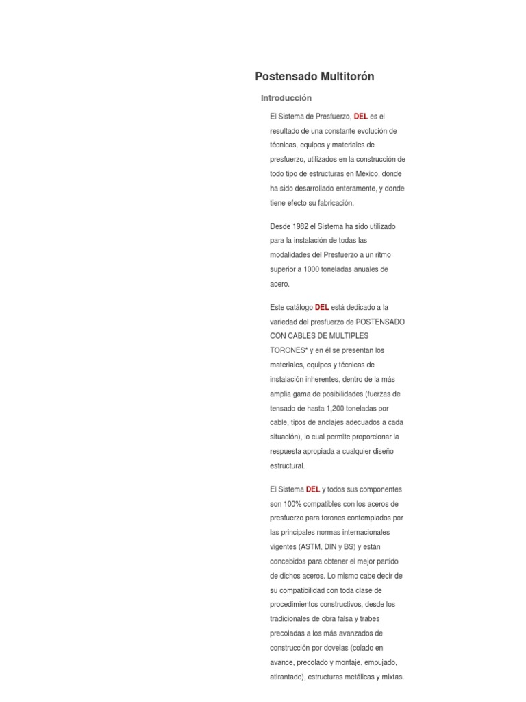 Catálogo de Postensado Multitorón | PDF | Hormigón pretensado | Bomba