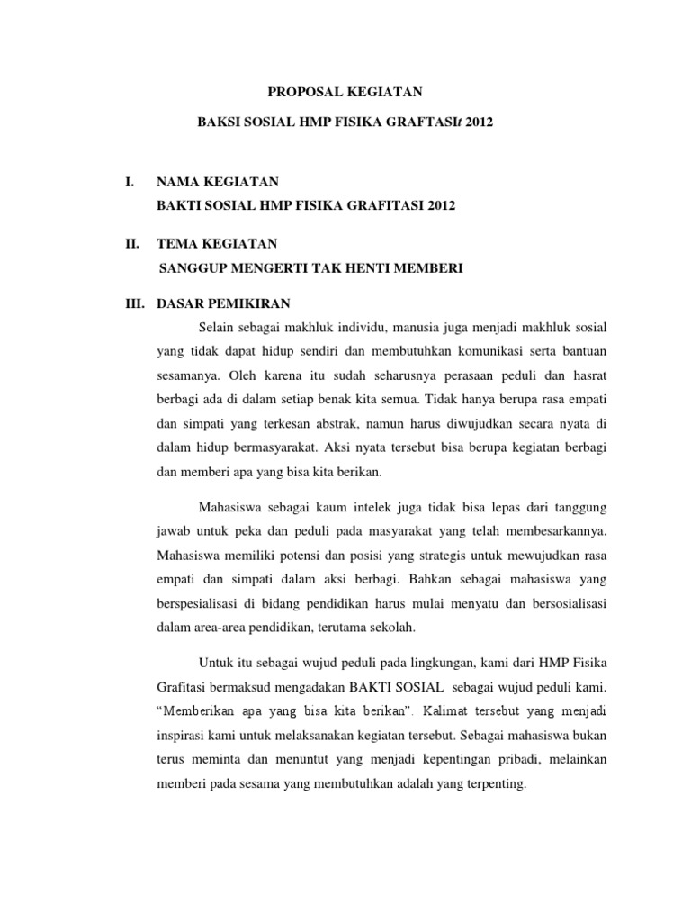 Proposal Kegiatan Baksos 2012 | PDF | Ilmu Sosial