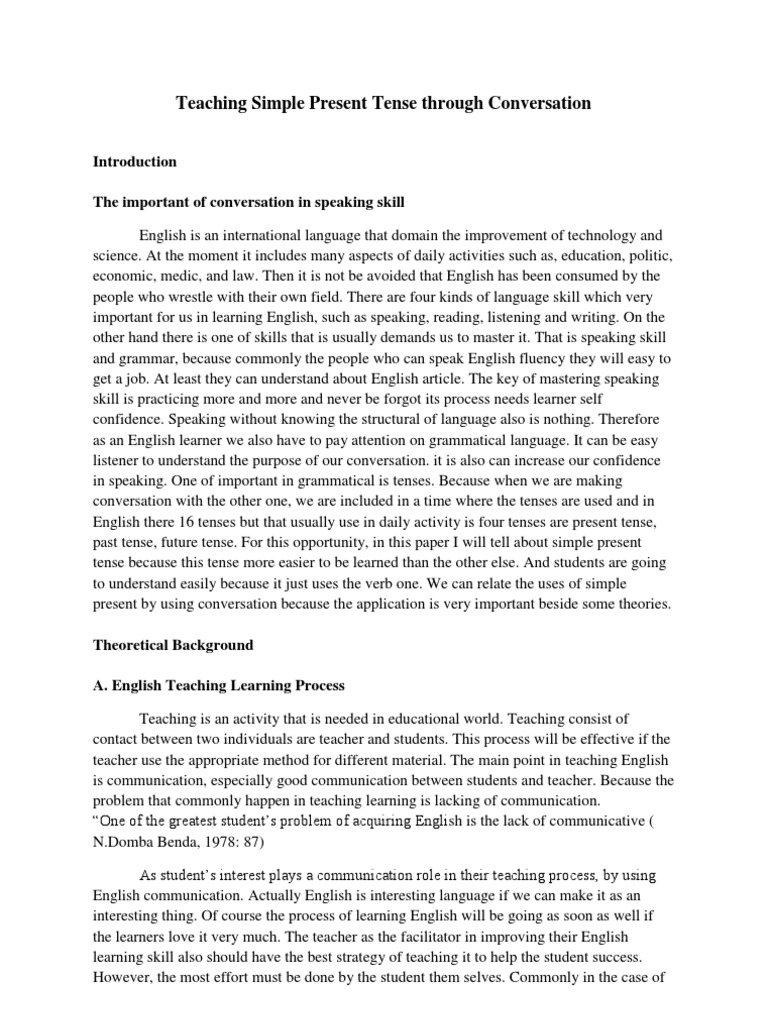 Teaching Simple Present Tense Through Conversation1 | PDF | Grammatical ...