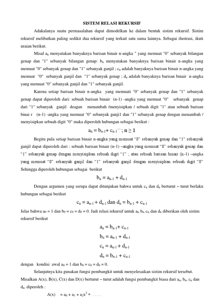 Sistem Relasi Rekursif | PDF