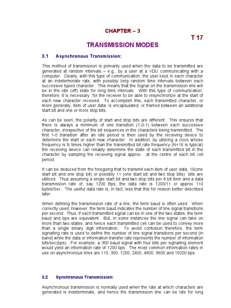 Transmission Modes: Chapter - 3 | PDF | Data Transmission | Bit