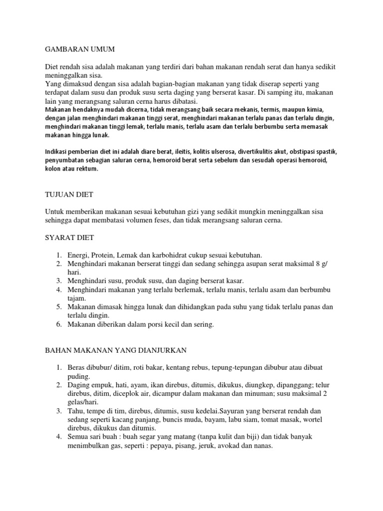 DM-Diet Rendah Sisa | PDF