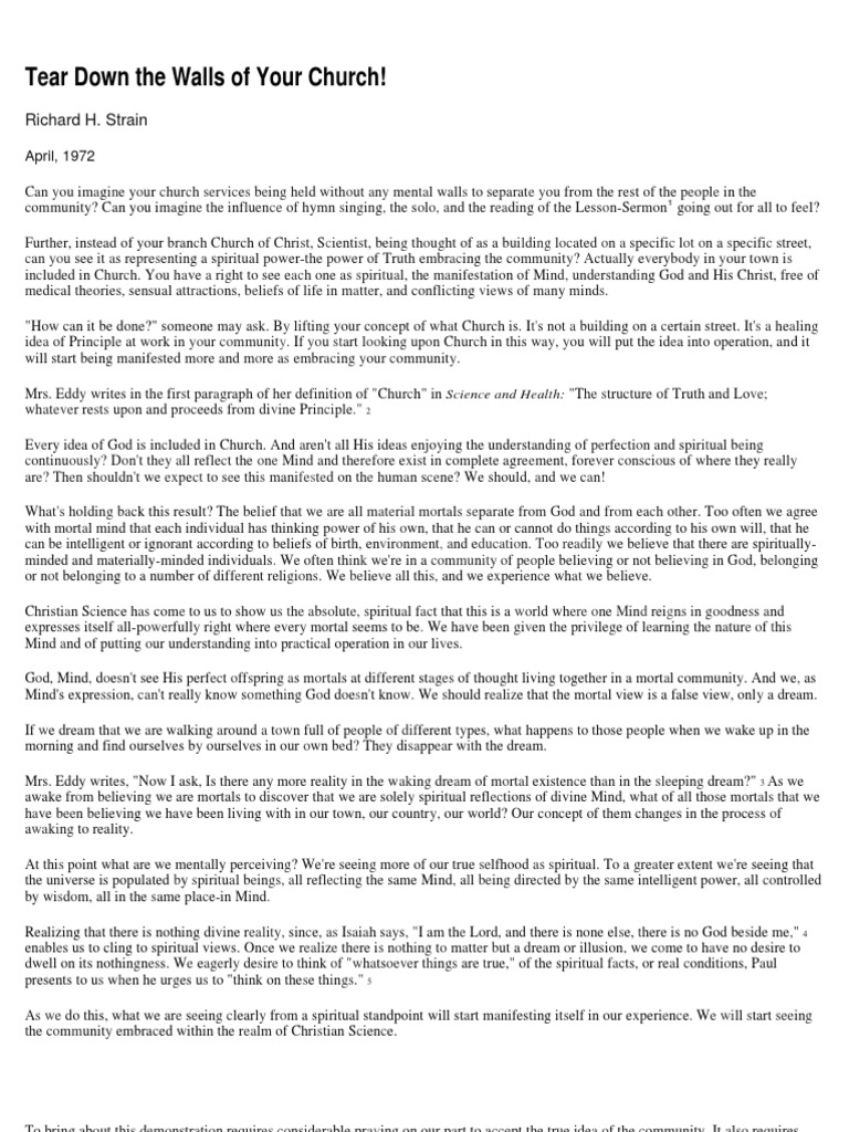 Tear Down The Walls of Your Church - Richard Strain | PDF | Dream | Mind