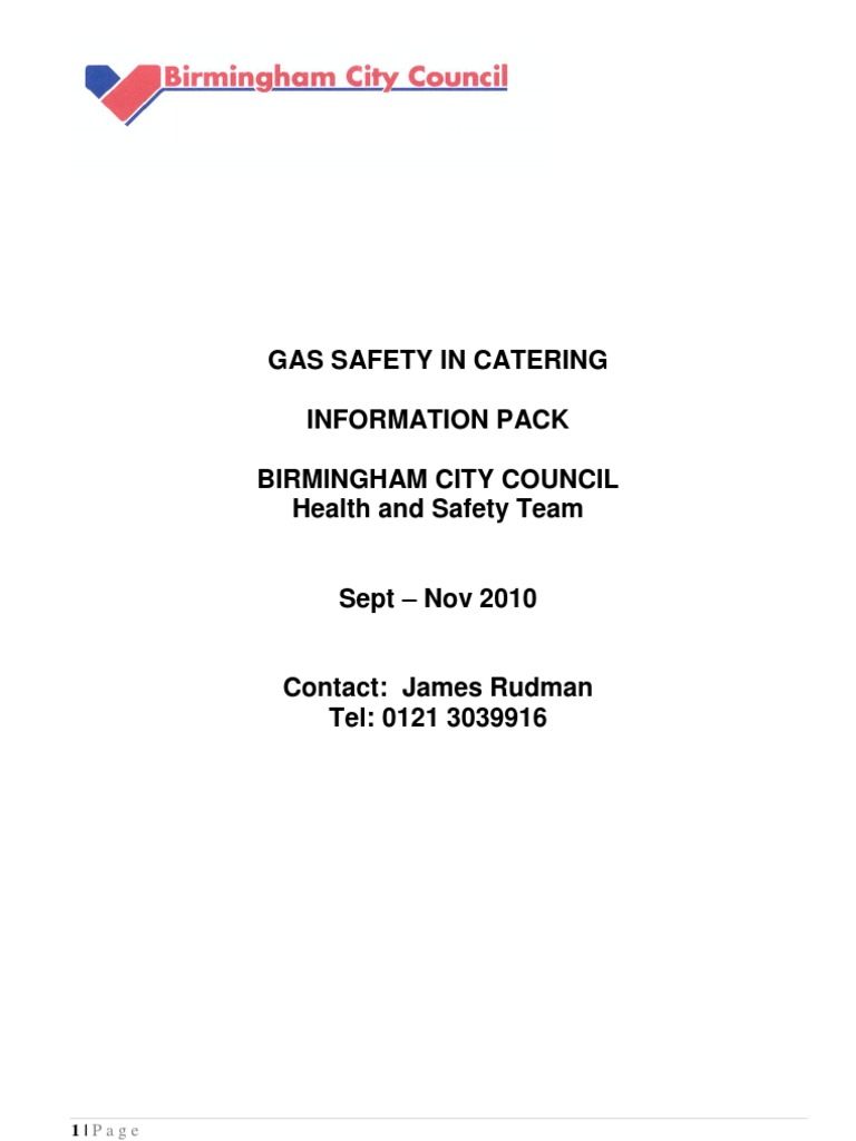 Gas Safety in Catering Information Pack | PDF | Safety | Occupational ...