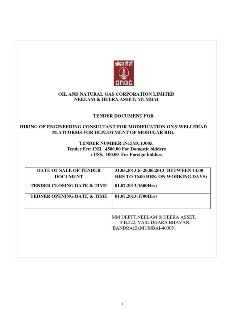 ONGC Tender Document | Value Added Tax | Taxes