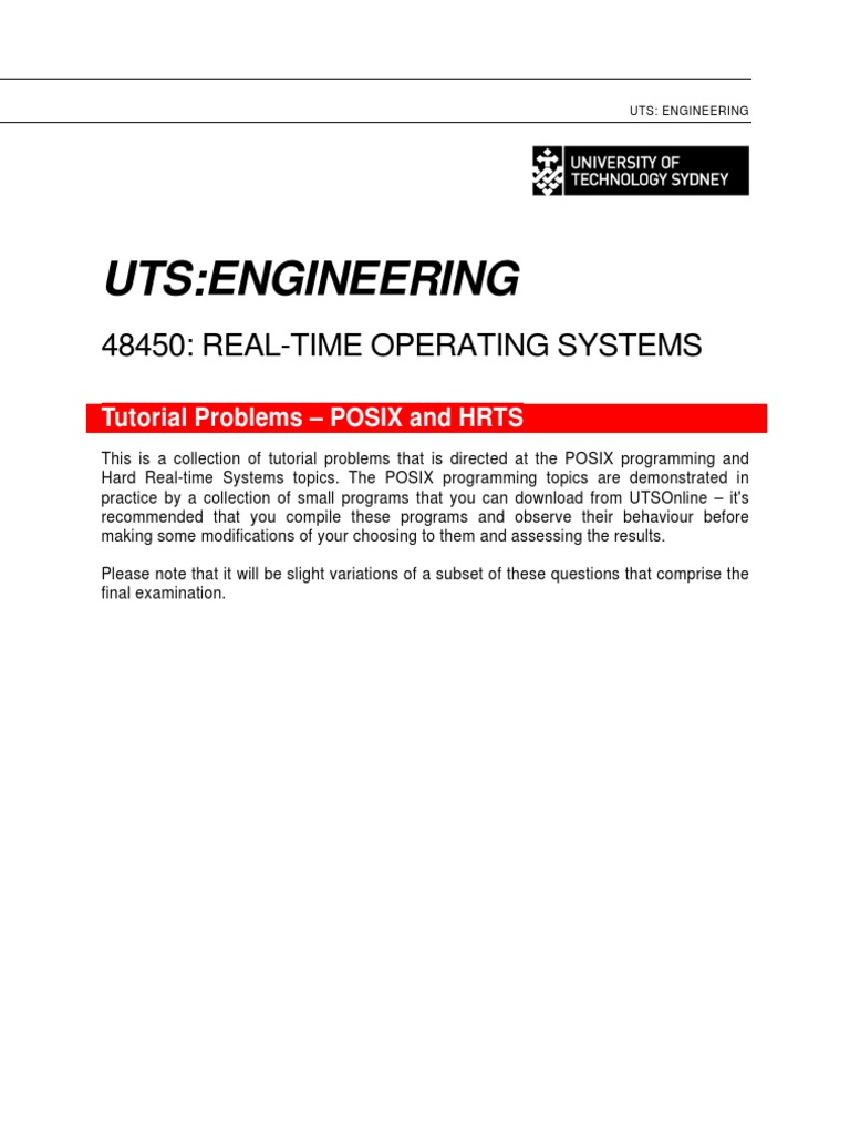 Real Time Operating Systems Posix And Hrts Tutorial Problems Pdf Pdf Computer Programming