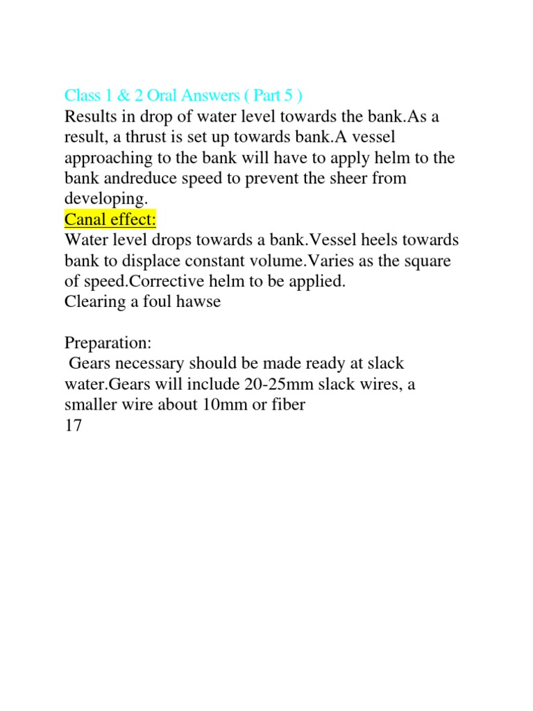 Canal Effect and Foul Hawse Procedures | PDF | Technology & Engineering