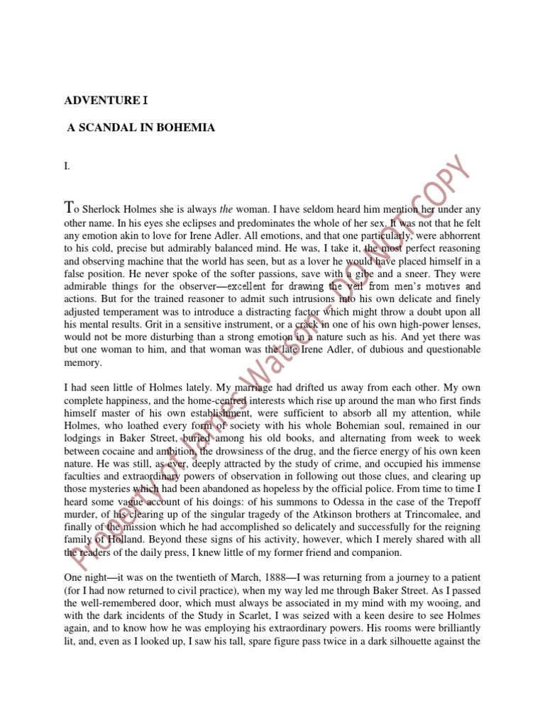 Sherlock Holmes | PDF | A Scandal In Bohemia | Irene Adler