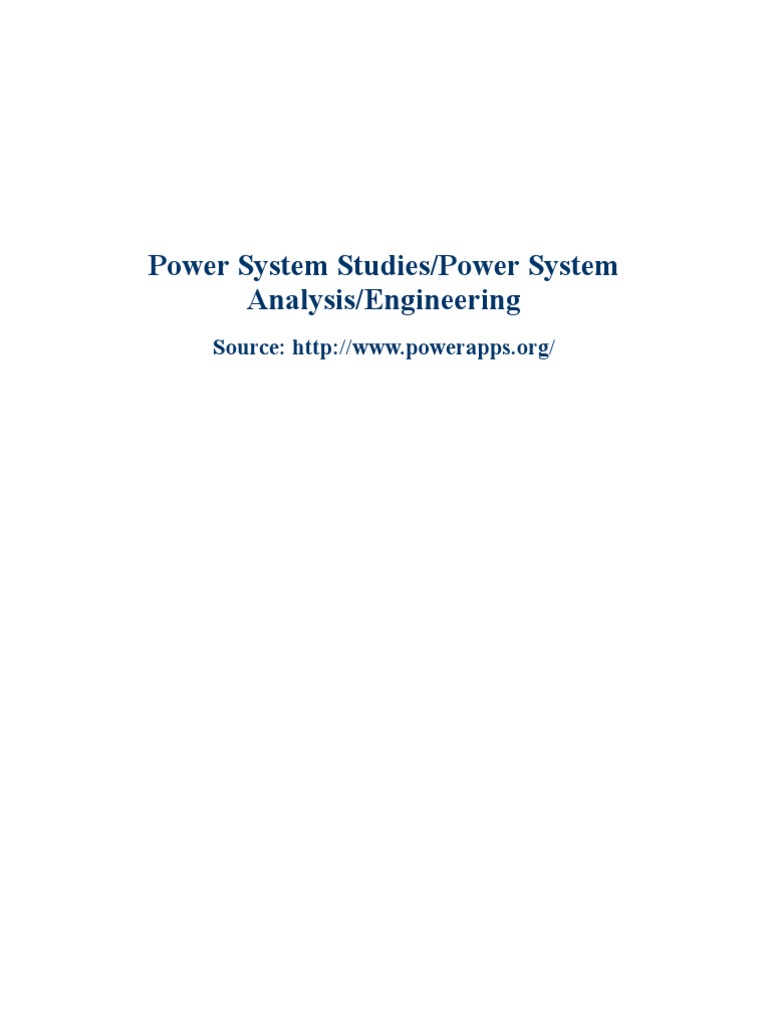 Power System Studies | PDF | Electric Power System | Ac Power