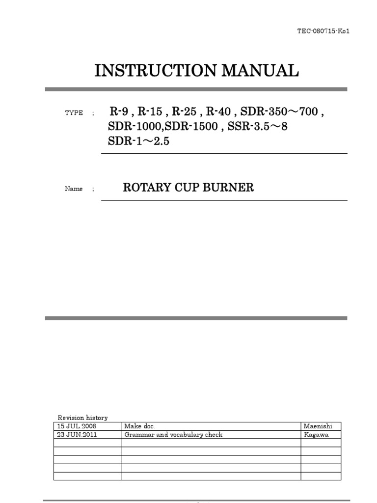 Sunflame Boiler Burner Instruction Manual SDR-1500 | PDF | Furnace | Pump