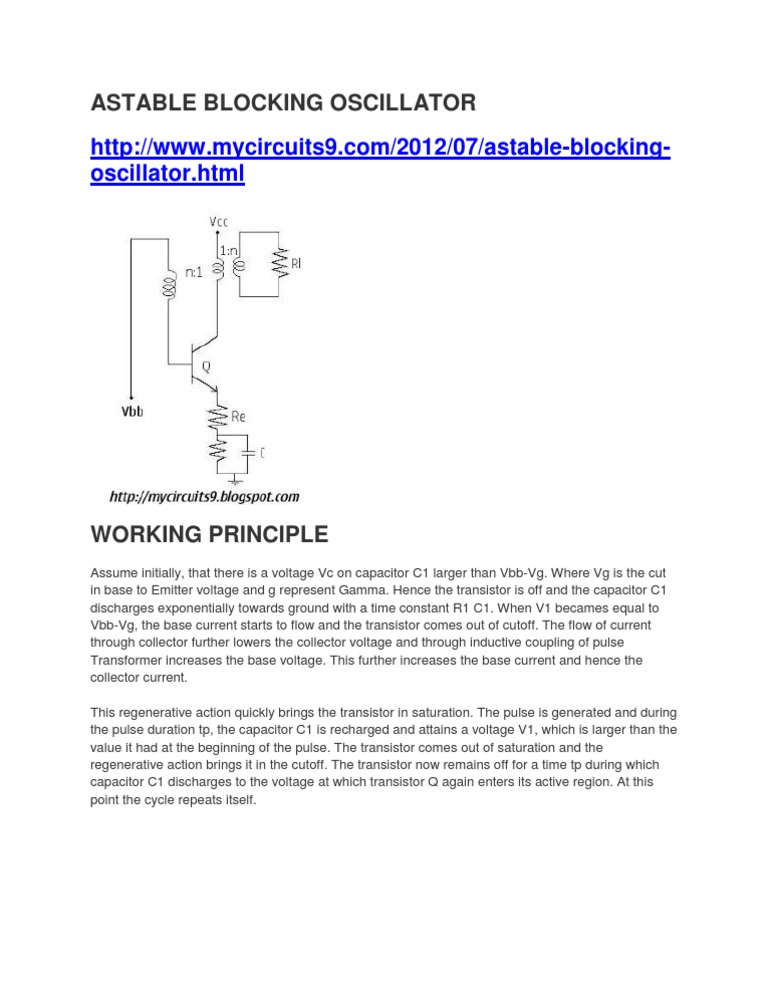 Astable Blocking Oscillator Guide | PDF