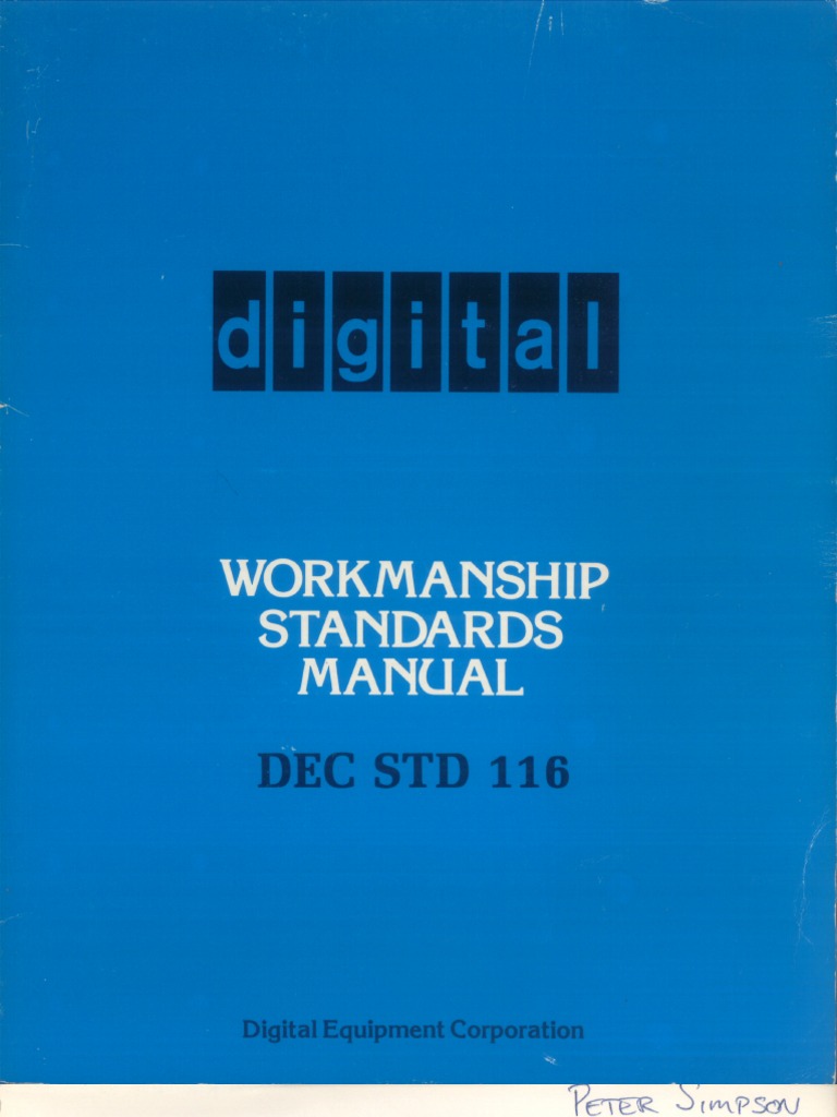 Digital Workmanship Standards Manual DEC STD 116 | PDF