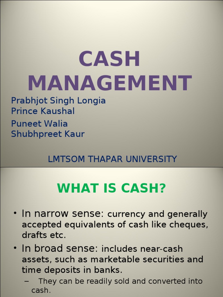 Cash Management Presentation | Download Free PDF | Banks | Interest