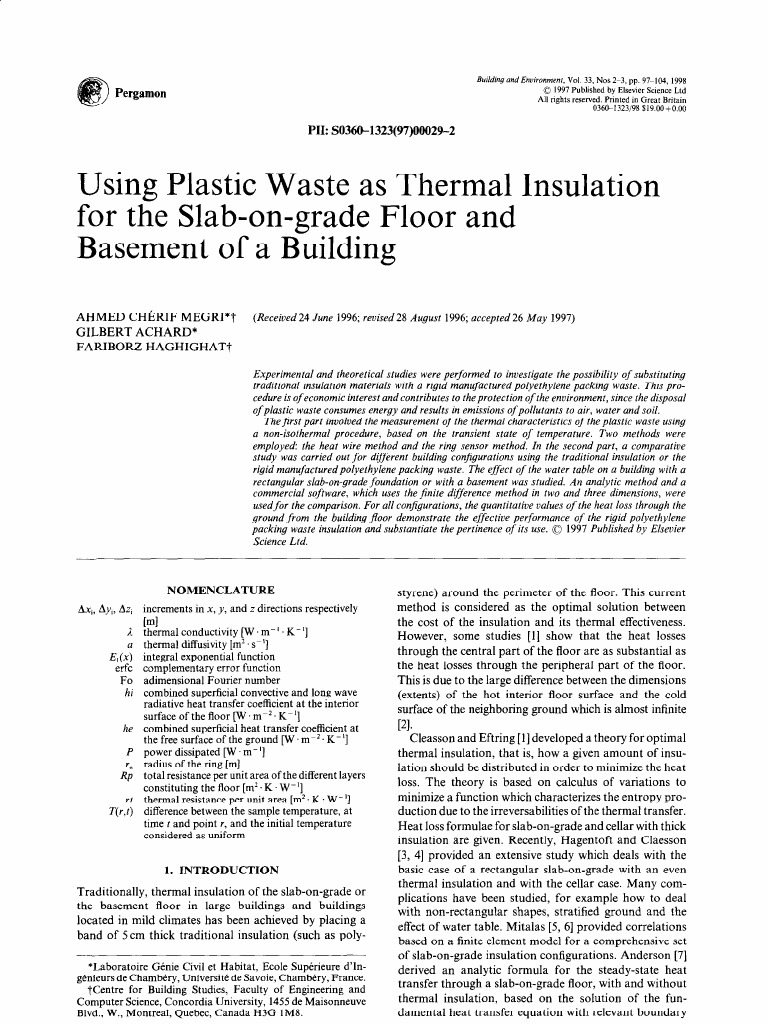Using Plastic Waste As Thermal Insulation For The Slab-On-Grade Floor ...