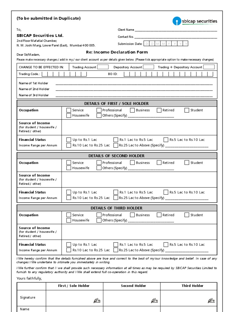 Income Declaration | PDF | Housewife | Income