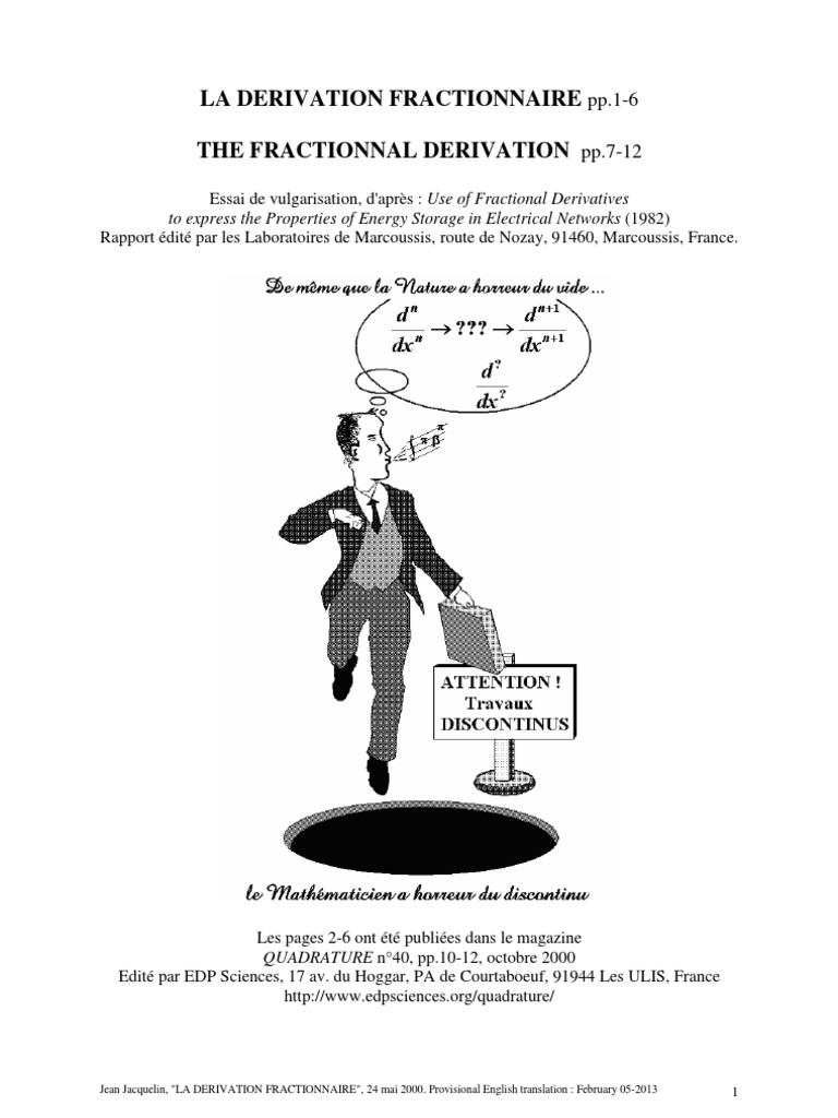The Fractional Derivation. La Dérivation Fractionnaire | PDF | Intégral ...