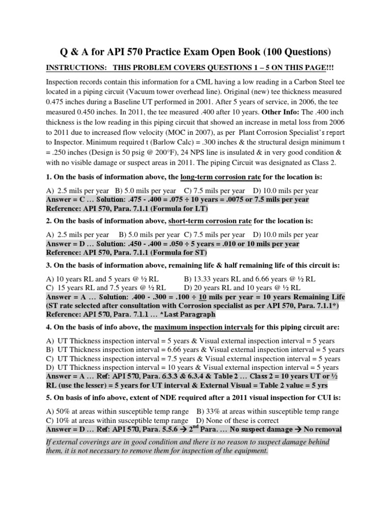 5 - API 570 Exam 100 Q | PDF | Pipe (Fluid Conveyance) | Fracture