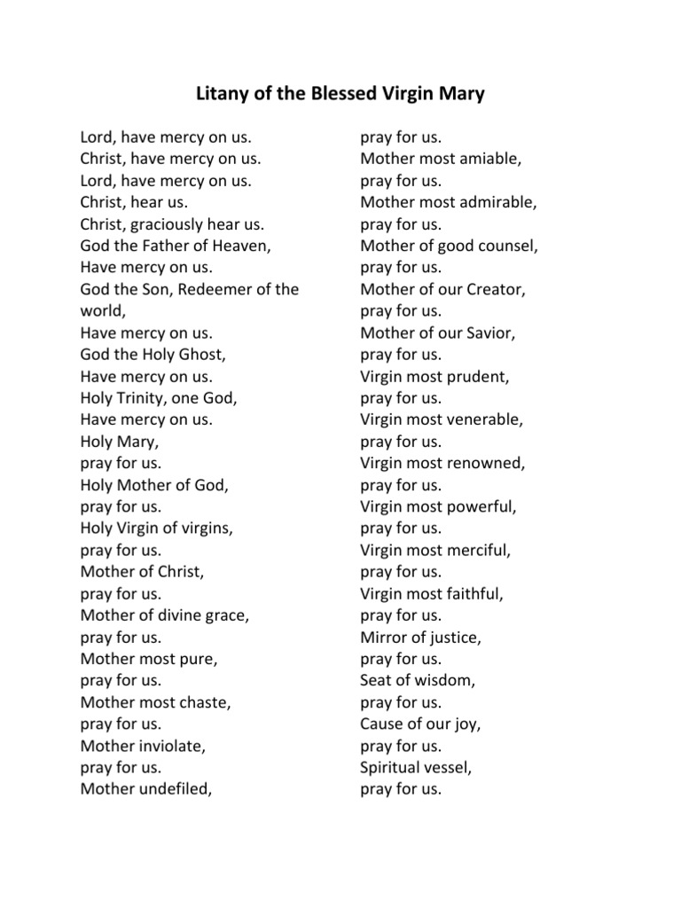 Terrific Litany Of The Blessed Virgin Mary Pdf Images
