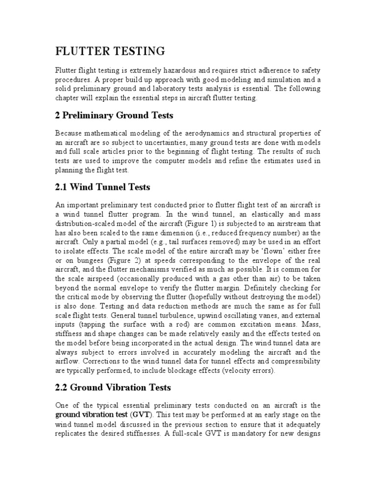 Flutter Testing | PDF | Normal Mode | Wind Tunnel