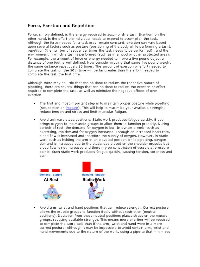 Force, Exertion and Repetition: Posture | PDF | Nature