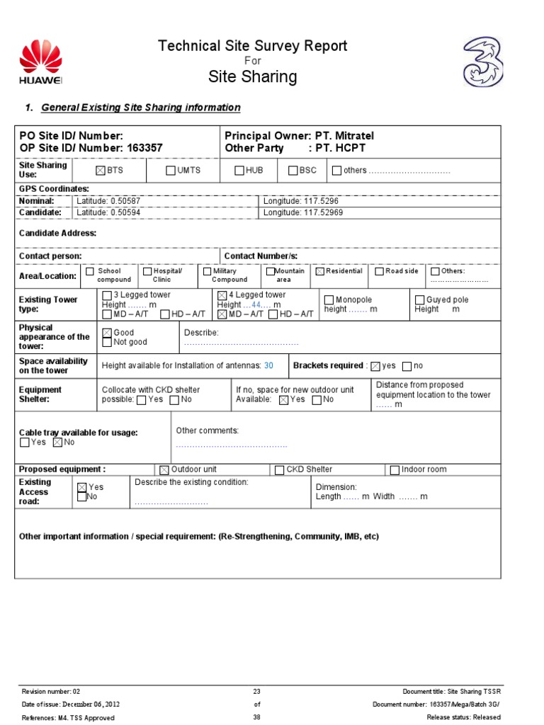 Technical Site Survey for Site Sharing | PDF | Antenna (Radio) | Surveying