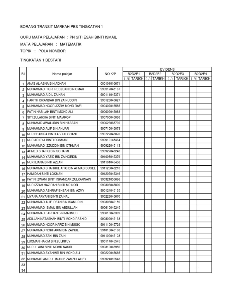 Borang Rekod Transit Skor | PDF