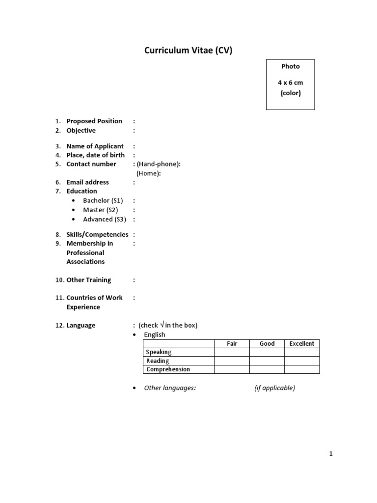 Standard Curriculum Vitae Template | PDF | Career & Growth | Computers