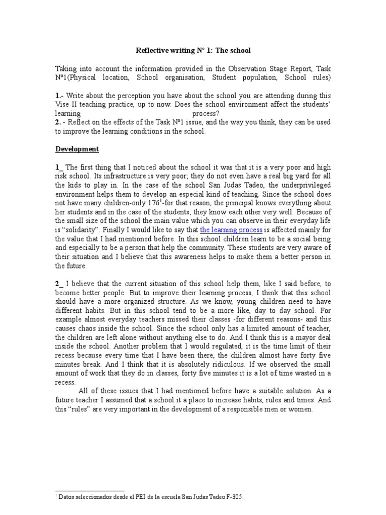 Reflective Writing Nº1 | PDF | Behavioural Sciences | Learning