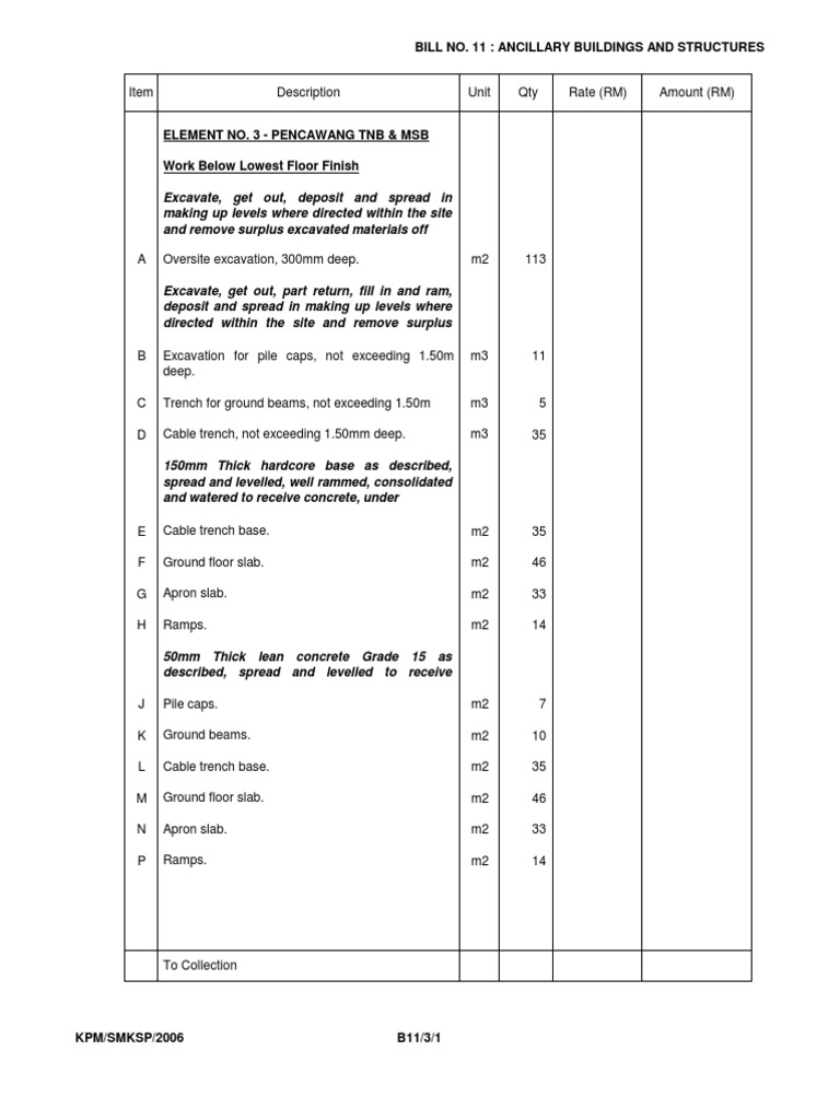 Sample BQ TNB Double Chamber | PDF | Deep Foundation | Concrete