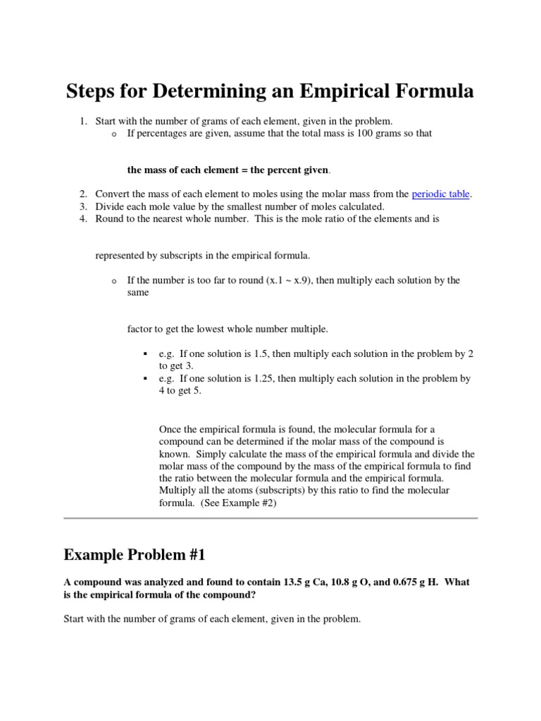 Steps For Determining An Empirical Formula | PDF