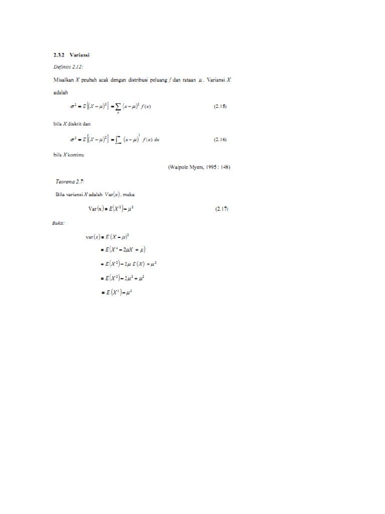 Pembuktian Rumus Variansi Weibull | PDF