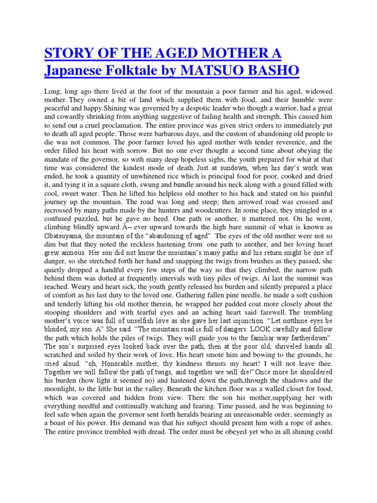 The Aged Mother: A Japanese Folktale | PDF