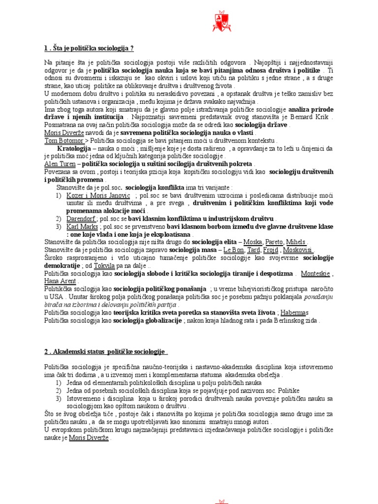 Politicka Sociologija Ispit | PDF