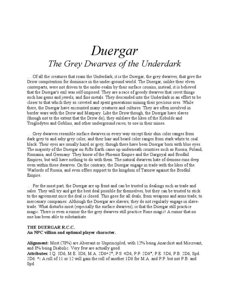 Duergar - Grey Dwarves of The Underdark | PDF | Dwarf (Dungeons ...