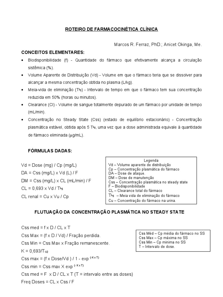 Roteiro de Farmacocin+®tica Cl+¡nica 2013 | PDF