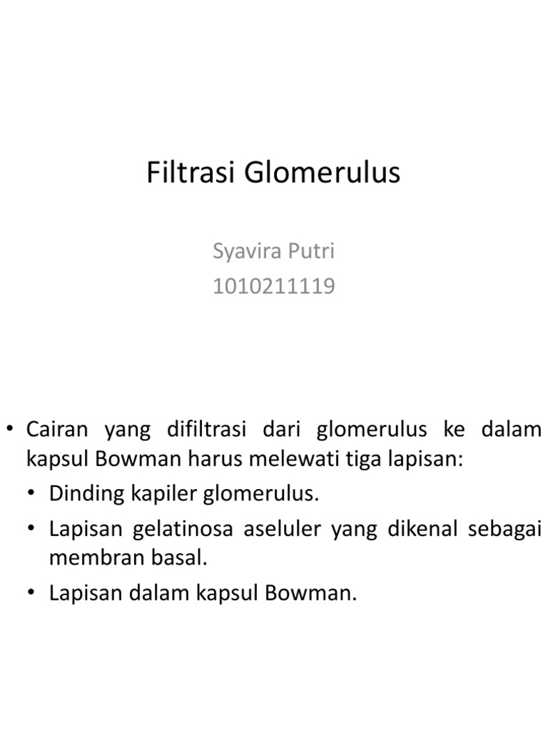 Filtrasi Glomerulus | PDF