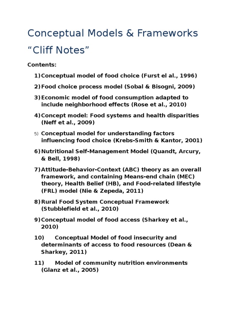 Conceptual Models of Food Choice | PDF | Self-Improvement