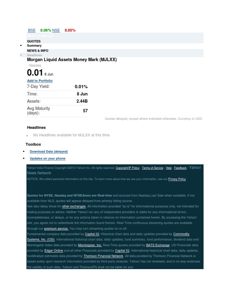 Morgan Liquid Assets Money Mark (MJLXX) : 7-Day Yield: Time: Assets ...