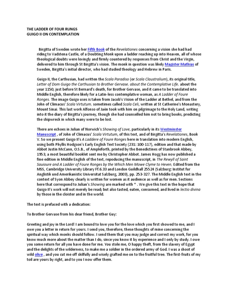 Guigo II's Ladder to Contemplation | PDF | Christian Meditation | Prayer