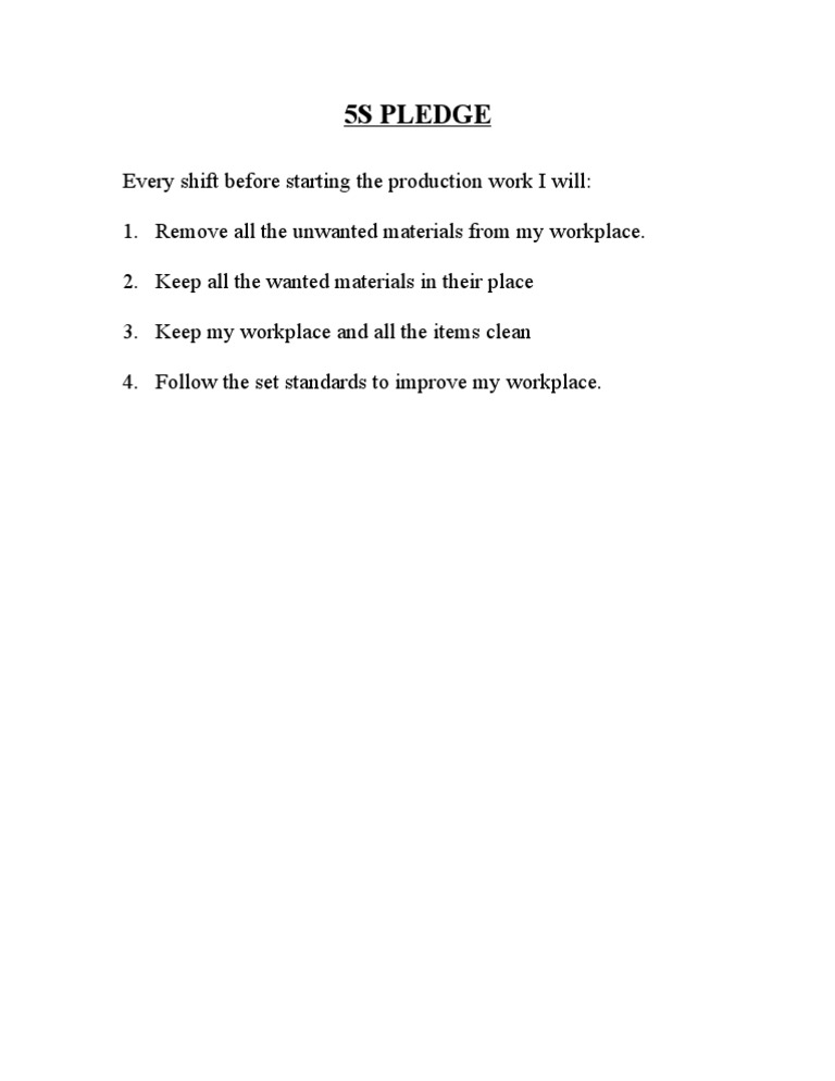 5S Pledge | PDF