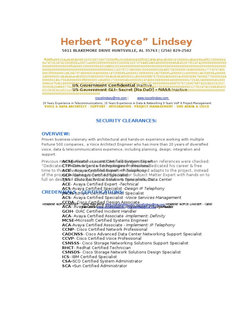 Hrlindsey Cv2009 Word | PDF | Cisco Systems | Cisco Certifications