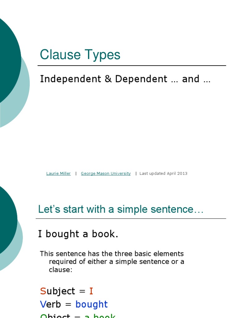 Clause Types | PDF | Clause | Sentence (Linguistics)