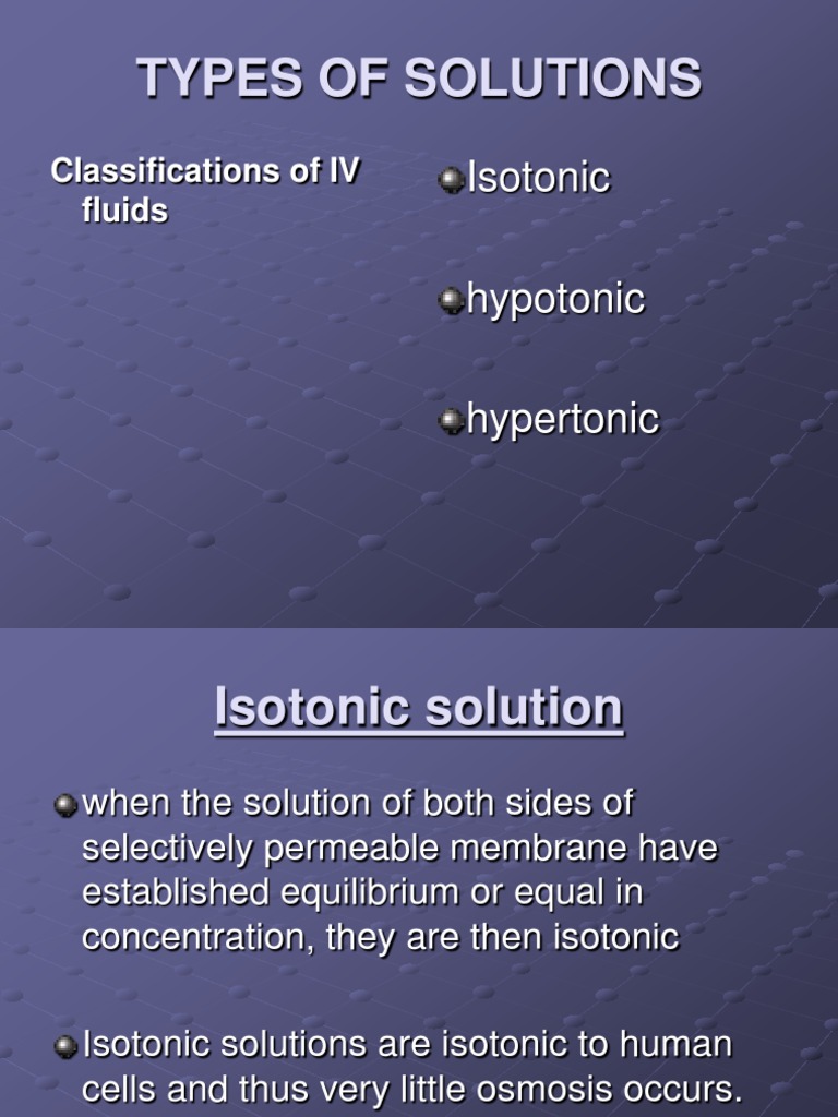 Hypertonic Hypotonic Isotonic Iv Solutions
